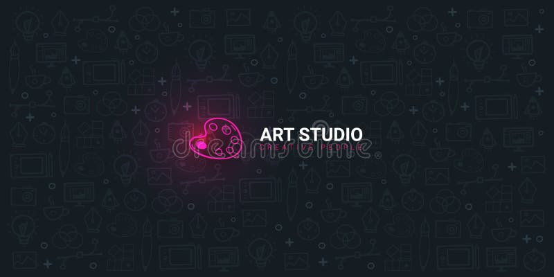 Art Studio. Background with Doodle Design Elements. Stock Vector ...