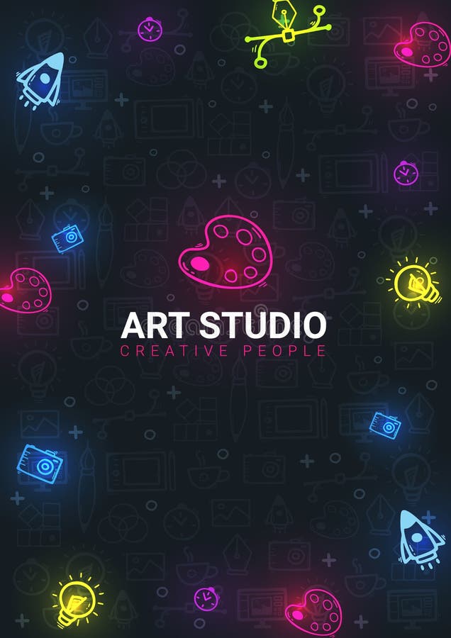 Art Studio. Background with Doodle Design Elements. Stock Vector ...