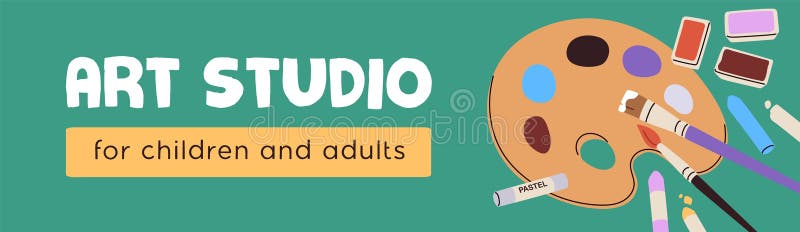 Art Studio Banner. Creative Workshop, Drawing School, Advertising Web ...