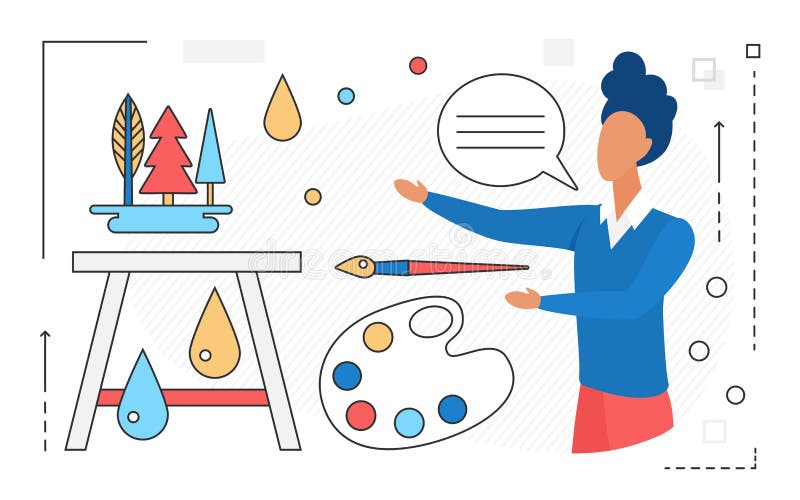 Art Studio Freelance Work, Designer Freelancer Standing with Objects To ...