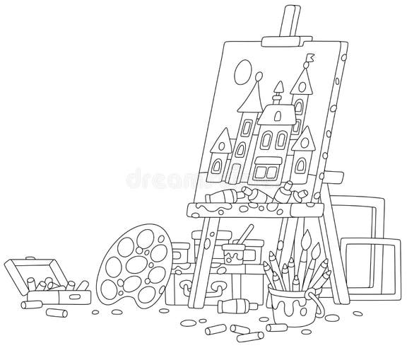 Art Studio of a Painter in Artistic Mess Stock Vector - Illustration of ...