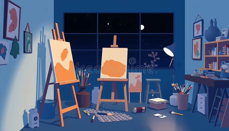 Art Studio Painting Setup, Creative Workspace, Artist Tools ...