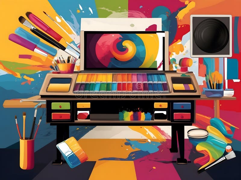 An Art Studio in a Vector Illustration Stock Illustration ...