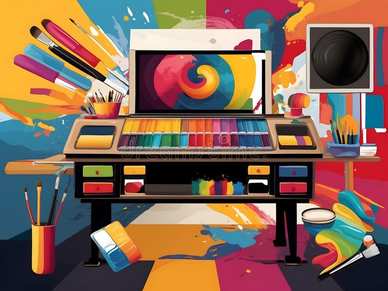 An Art Studio in a Vector Illustration Stock Illustration ...
