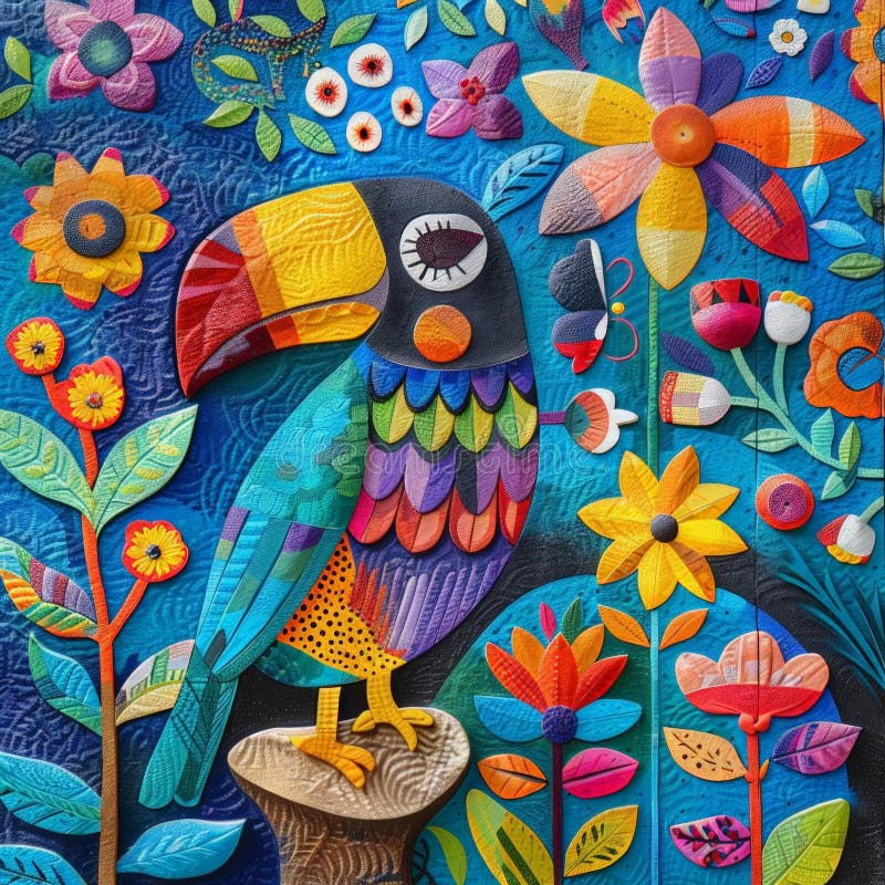 Art Styles a Mural Combining Elements of Latin American Folk Art Stock ...
