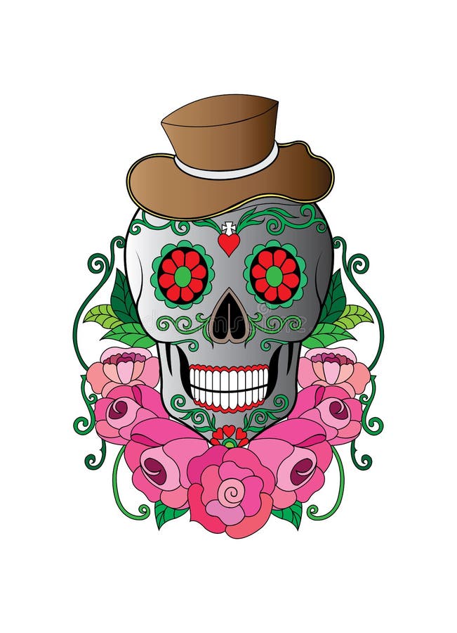 Day Dead Line Art Sugar Skull Stock Illustrations – 504 Day Dead Line ...