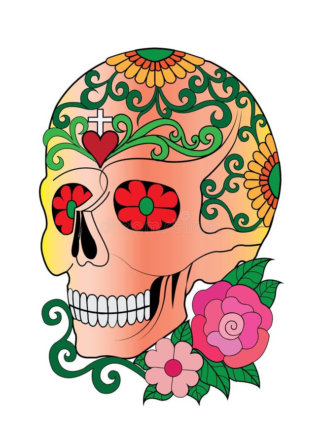 Day Dead Line Art Sugar Skull Stock Illustrations – 504 Day Dead Line ...