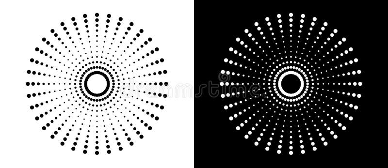 Art Sun Background. Icon Template or Logo with Halftone Dotted Lines ...