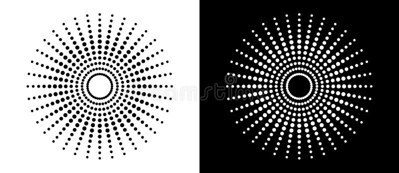 Art Sun Background. Icon Template or Logo with Halftone Dotted Lines ...