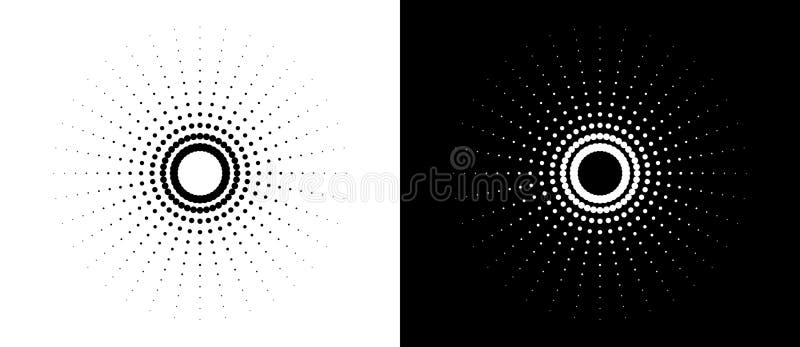 Art Sun Background. Icon Template or Logo with Halftone Dotted Lines ...