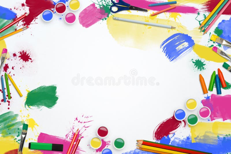 Art supplies border line stock illustration. Illustration of framing ...