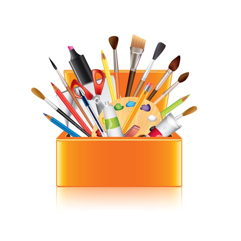 Art Supplies Box on White Vector Stock Vector - Illustration of ...