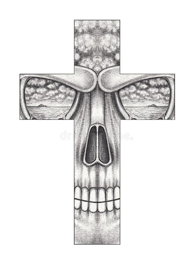 Art surreal skull cross. stock illustration. Illustration of idea ...