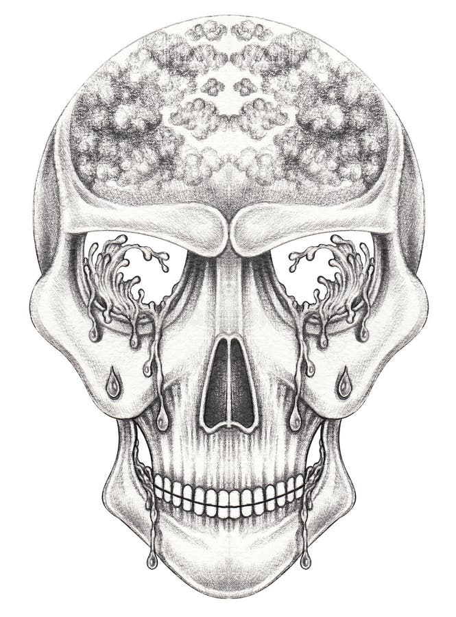 Art surreal skull. stock illustration. Illustration of idea - 96856360