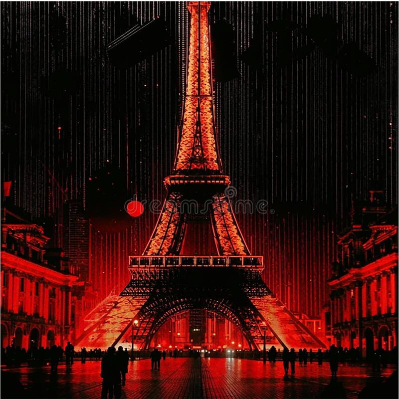 Eiffel Tower in Red Tones stock image. Image of tones - 354700549