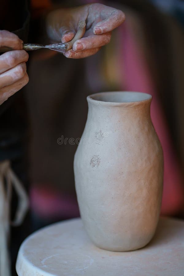 Handicraft Professional Occupation: Process of Making Pottery Vase in ...