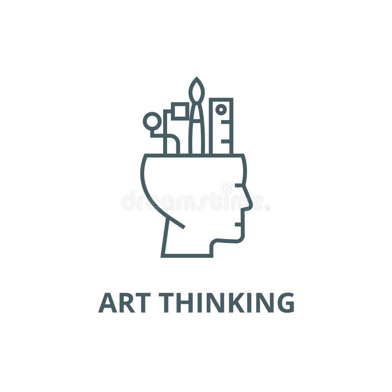 Art Thinking Line Icon, Vector. Art Thinking Outline Sign, Concept ...
