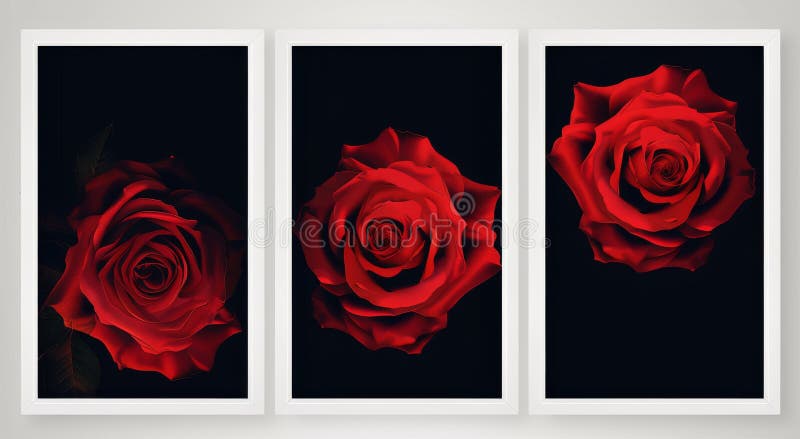 Art with Three Red Roses. Generative AI. Stock Illustration ...