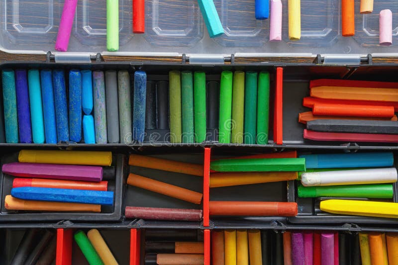 Different Oil Colorful Pastel Crayons in Box Stock Image - Image of ...