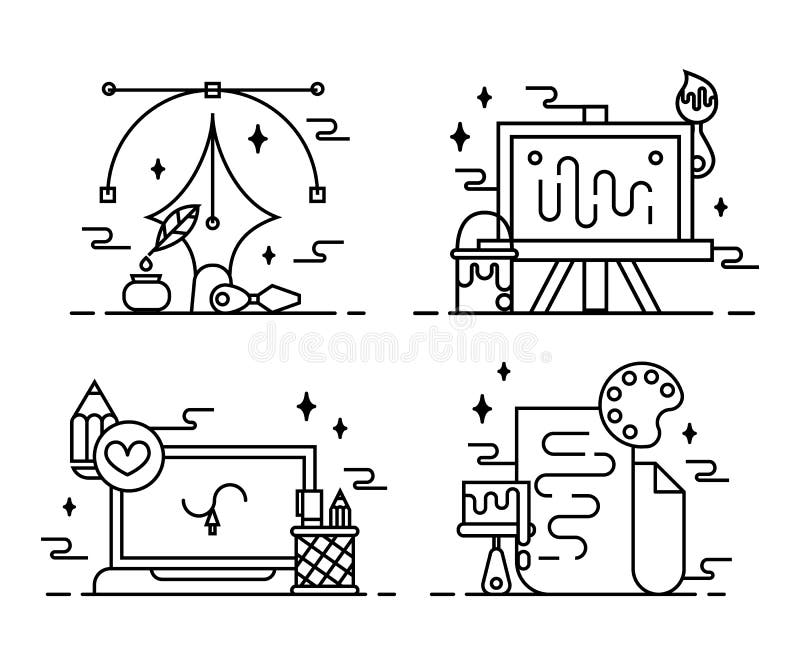 Art Tools and Materials for Painting Logo Stock Vector - Illustration ...