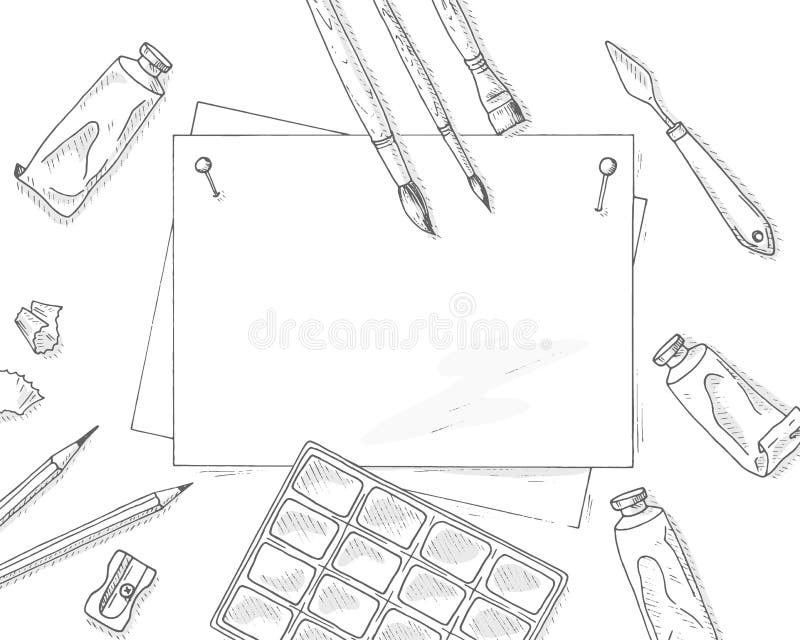 Art tools mockup stock vector. Illustration of banner - 66620501
