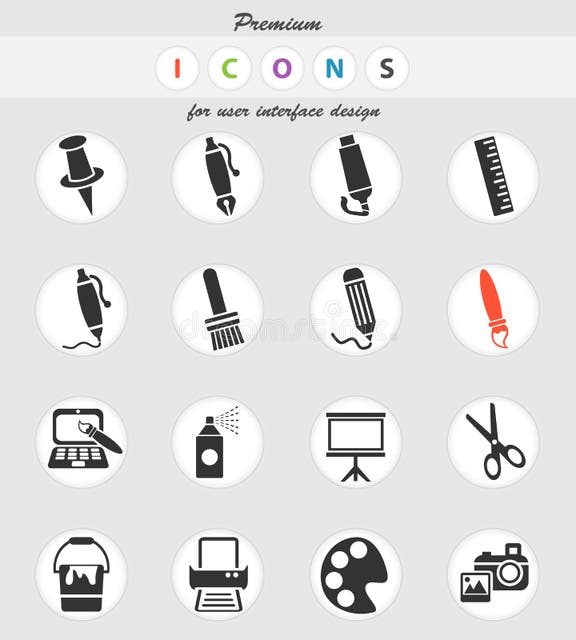 Art tools icon set stock vector. Illustration of brush - 122972510