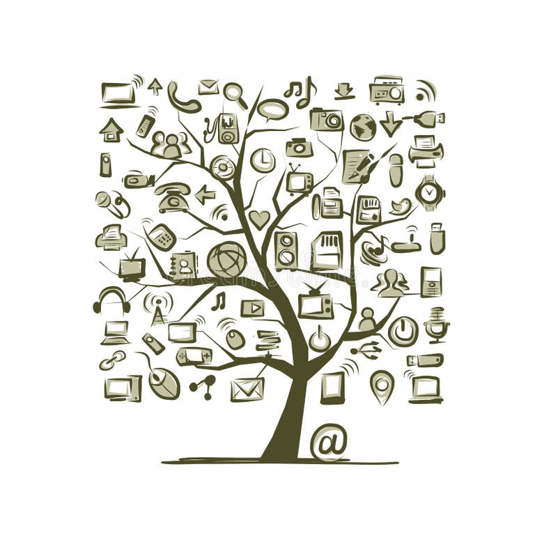 Art Tree with it Devices for Your Design Stock Vector - Illustration of ...