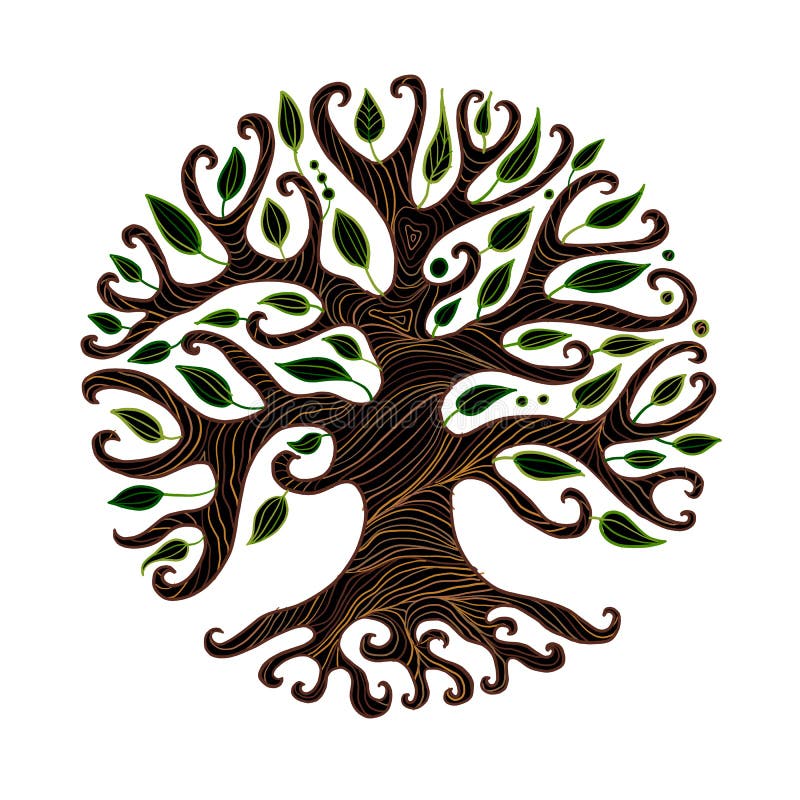 Art Tree with Roots for Your Design Stock Vector - Illustration of ...