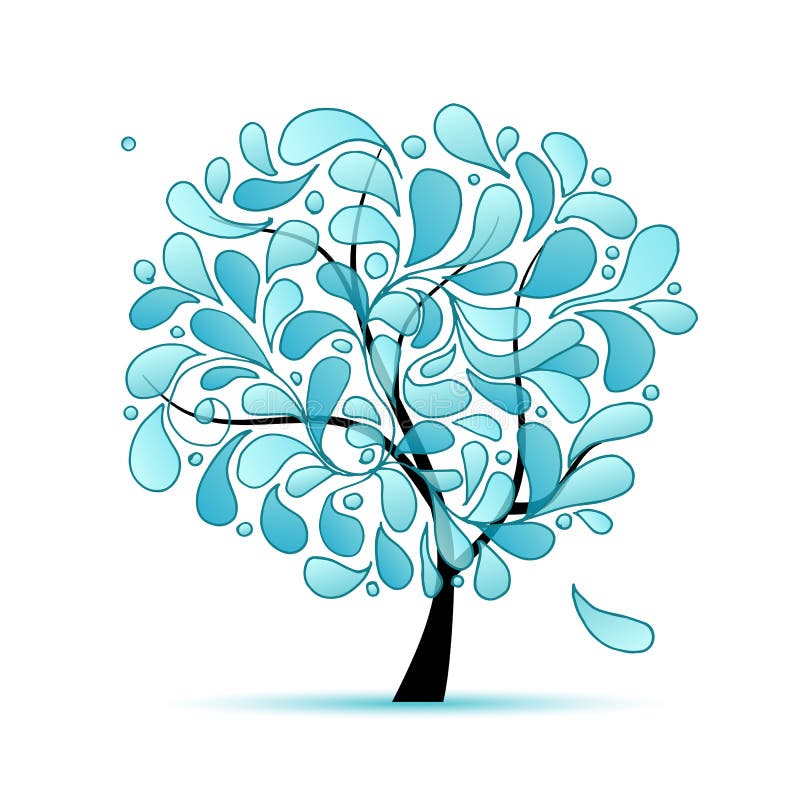 Art Tree with Water Drops for Your Design Stock Vector - Illustration ...