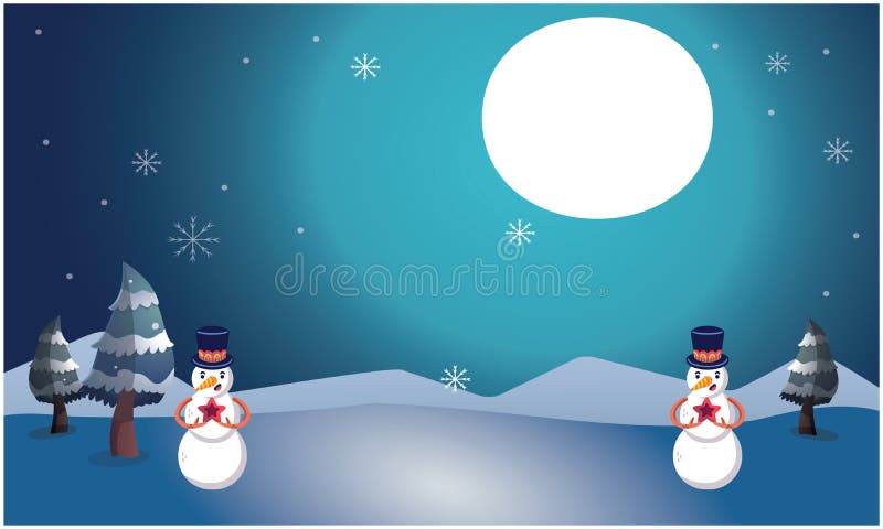 Art of Two Snowman in Snow Night View Stock Vector - Illustration of ...