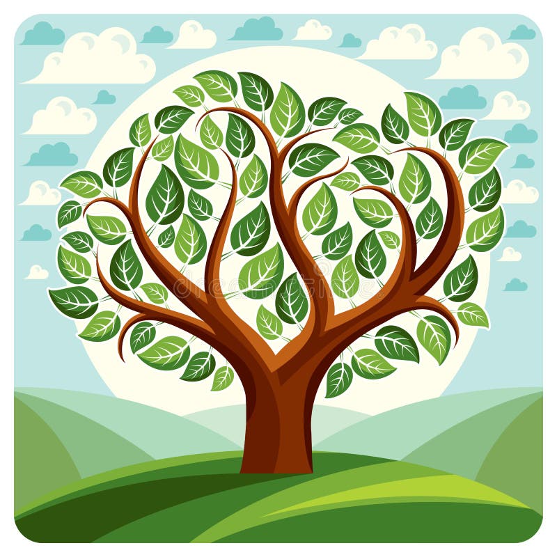 Art Vector Graphic Illustration of Creative Spring Tree Growing Stock ...