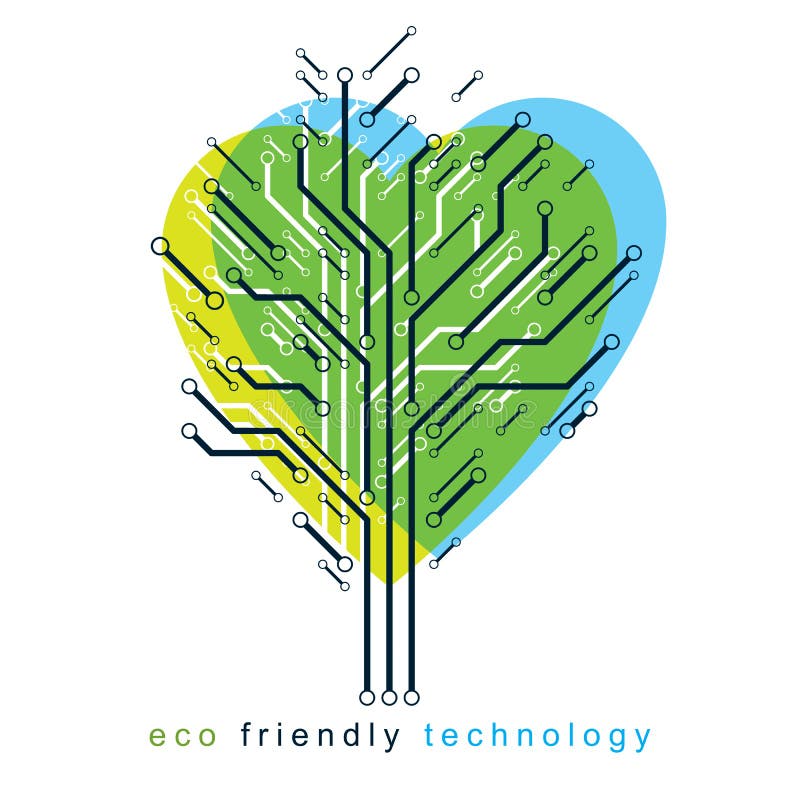 Art Vector Graphic Illustration of Modern Digital Tree in the Sh Stock ...