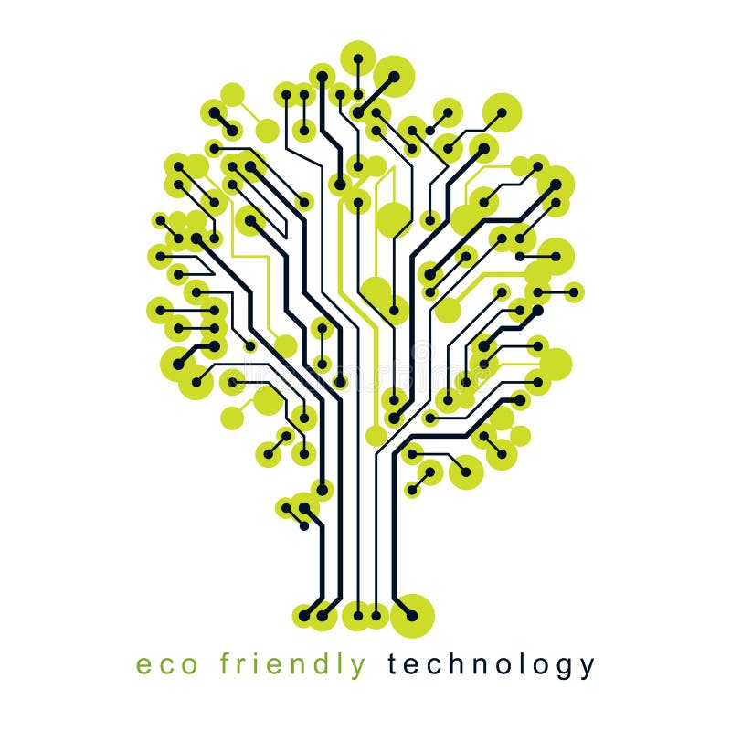 Art Vector Graphic Illustration of Modern Digital Tree, Technology ...
