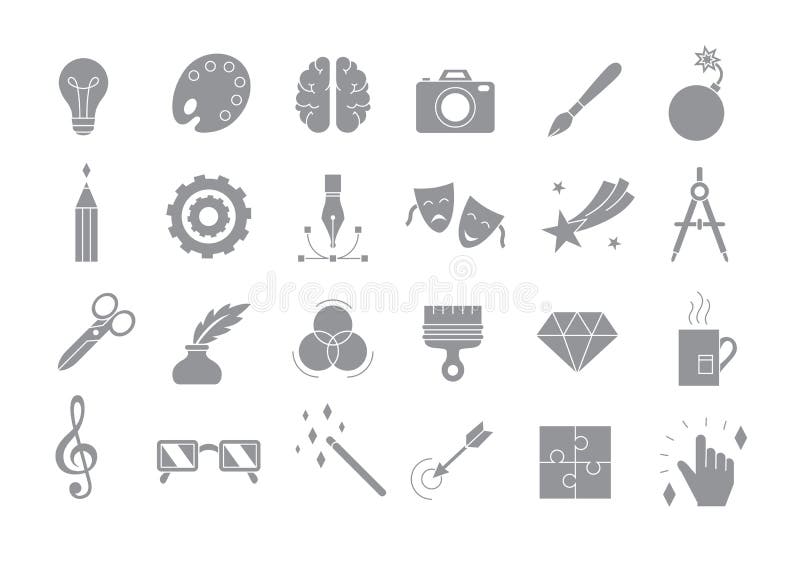 Art vector gray icons set stock vector. Illustration of icons - 74815190