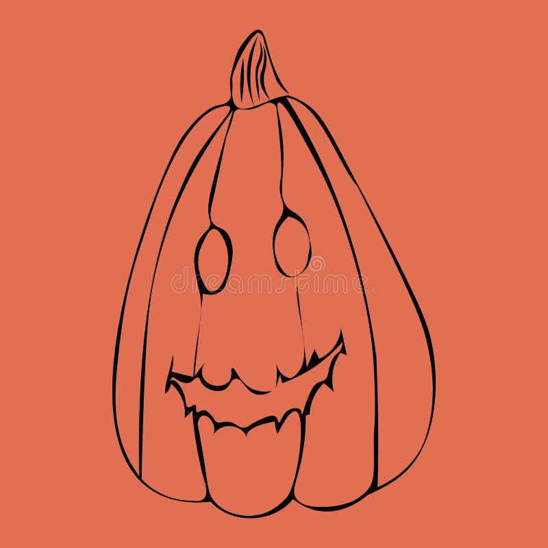 Art Vector Halloween Doodle Pumpkin on Orange Background Stock Vector ...