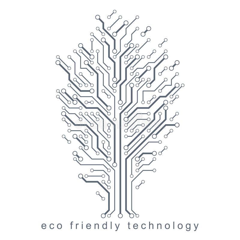 Art Vector Illustration of Digital Tree Made Using Lines Mesh As ...