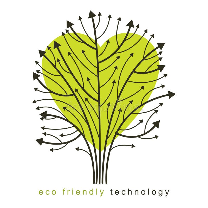 Art Vector Illustration of Digital Tree in Shape of Loving Heart Made ...