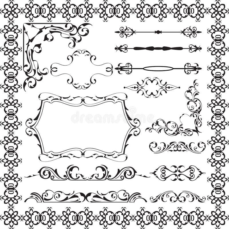 Art Victorian Swirl Elements Set Stock Vector - Illustration of pattern ...