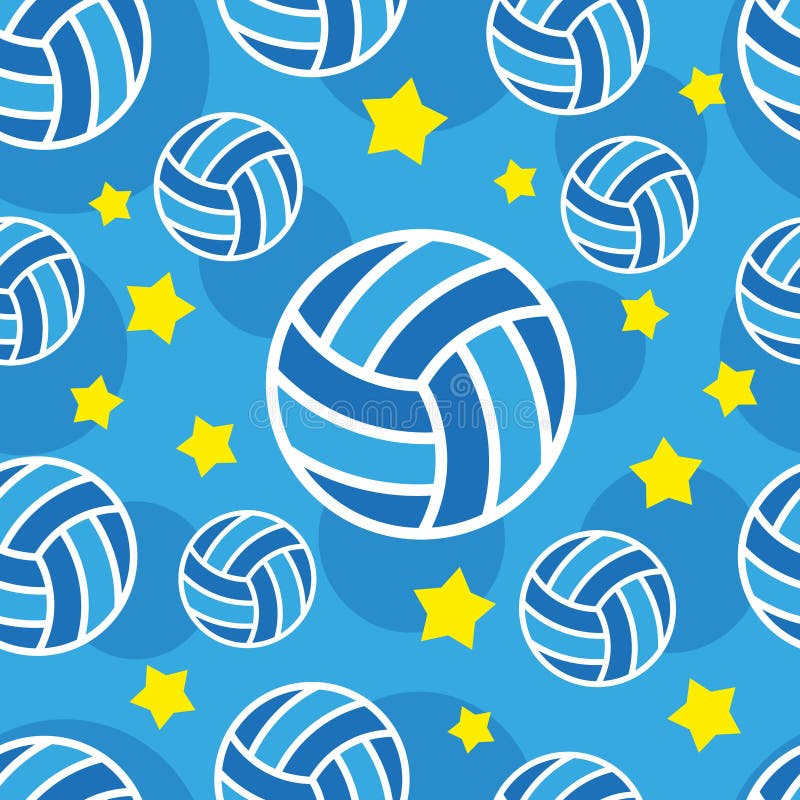 Art Volley Ball Pattern Seamless with Yellow Star and Blue Circle Stock ...