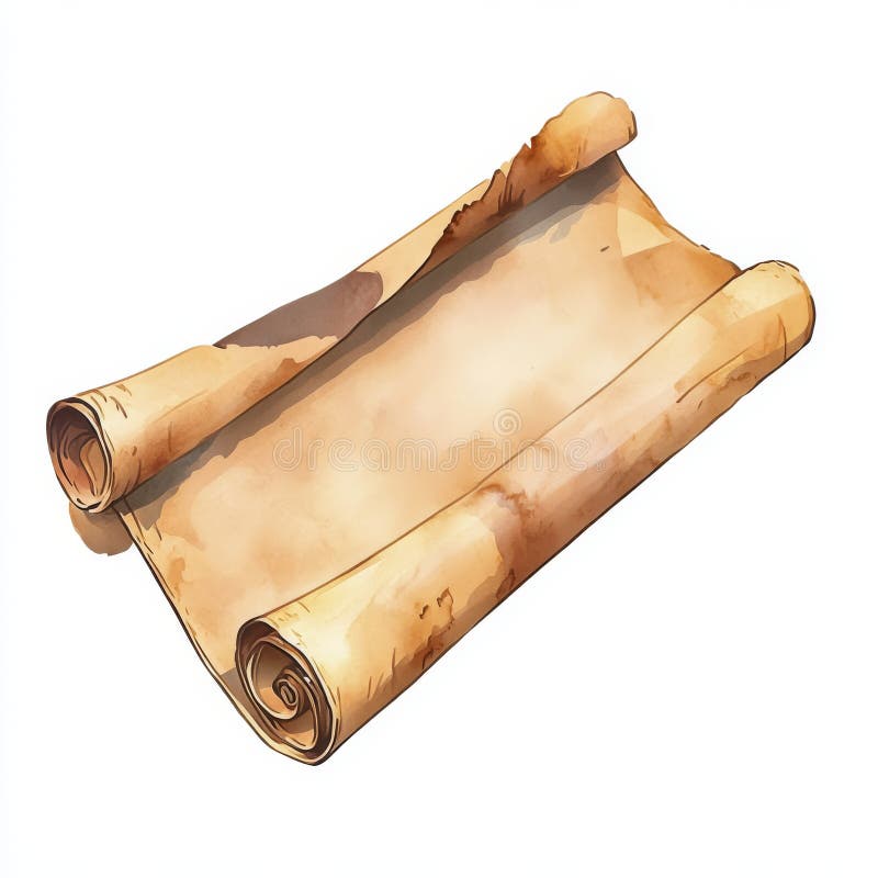 The Art of a Watercolor Illustration Features an Ancient Scroll ...
