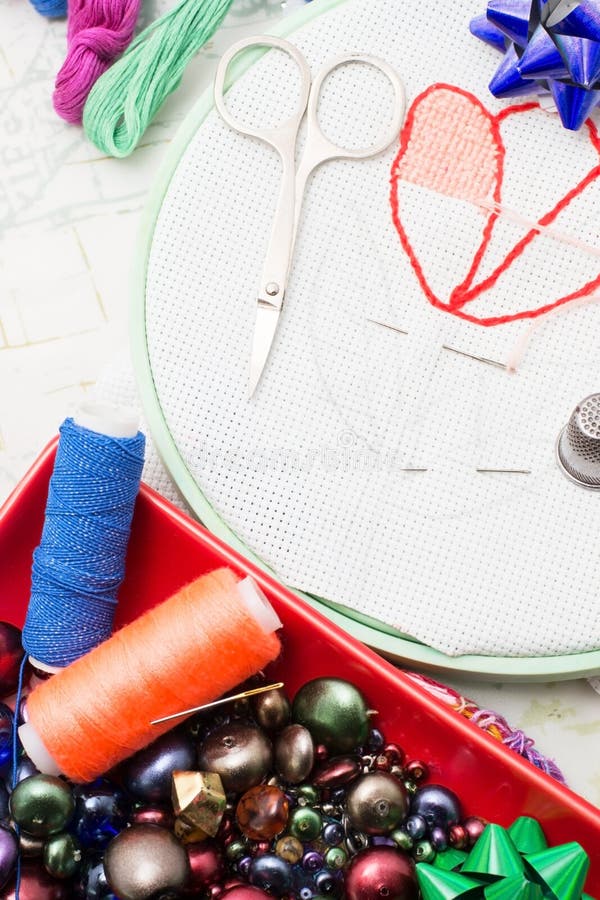 Art of Weaving and Embroidering Stock Photo - Image of repair, floss ...