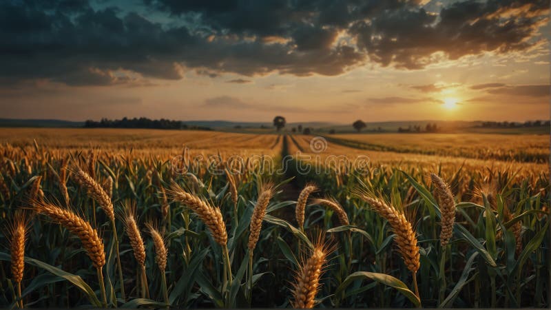 Art Wheat Crops Frame Ai Generated Stock Illustration - Illustration of ...