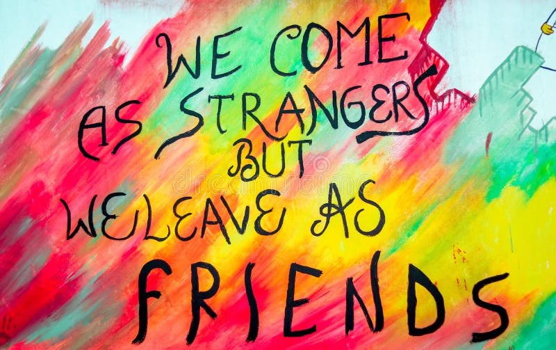 A Art Work on a Wall Which is about Friends Stock Image - Image of ...