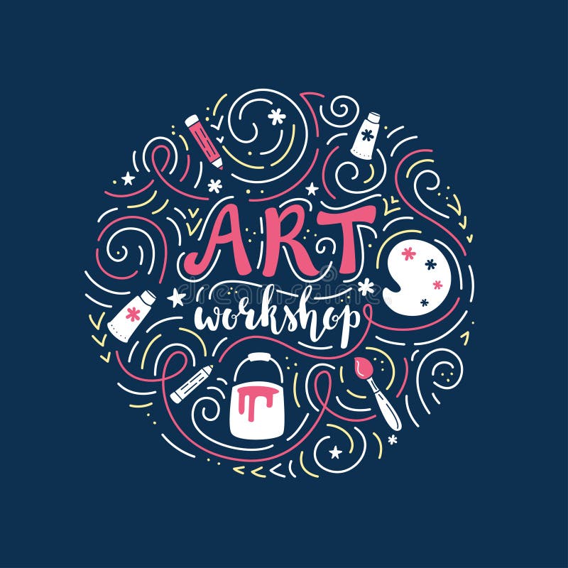 Art Workshop Ou Lettrage Et Illustration D'instruction De Style De ...