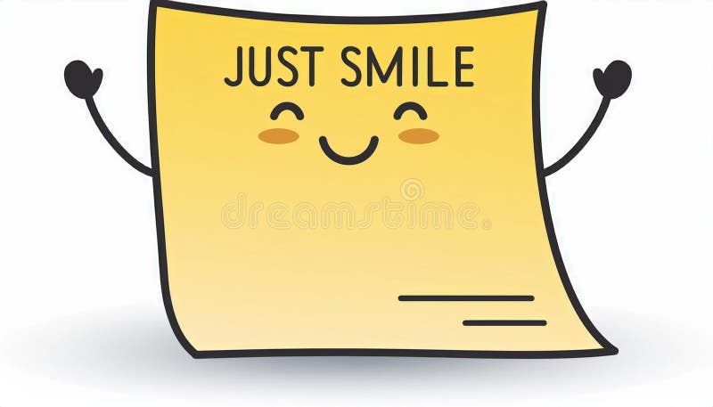 Art of Yellow Sticky Note with Just Smile Happiness Satisfaction Vector ...
