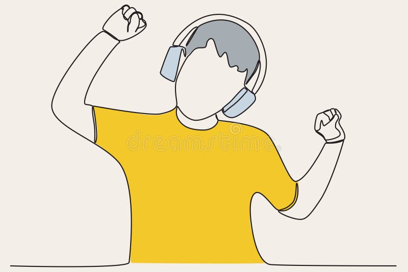 Color Illustration of a Happy Man Hearing Music Stock Vector ...