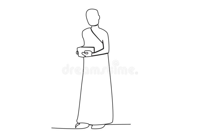 A Monk Holding a Religious Book Stock Vector - Illustration of asian ...