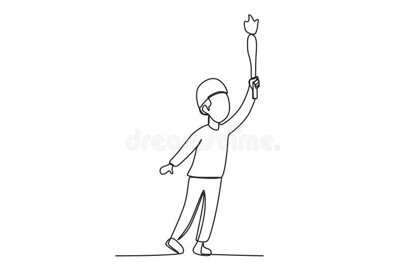 A Happy Boy Carrying a Torch Stock Vector - Illustration of card ...