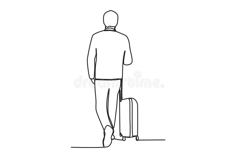 Rear View of a Man Carrying a Suitcase Stock Vector - Illustration of ...