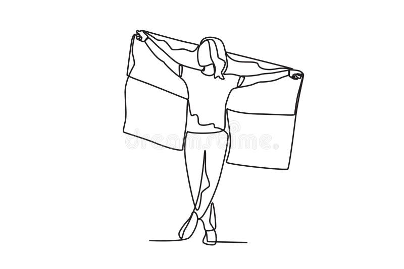 A Proud Woman Holding the Indonesian Flag Stock Vector - Illustration ...